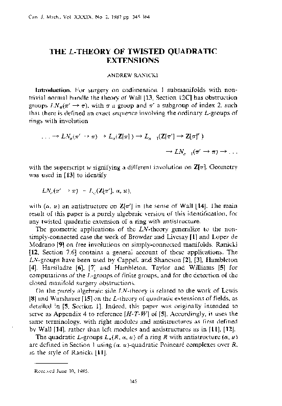 (PDF) The L-theory of twisted quadratic extensions