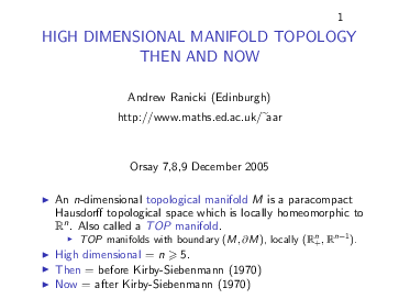(PDF) HIGH DIMENSIONAL MANIFOLD TOPOLOGY THEN AND NOW