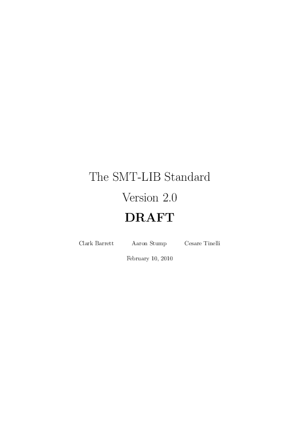 (PDF) The SMT-LIB Standard Version 2.0 DRAFT