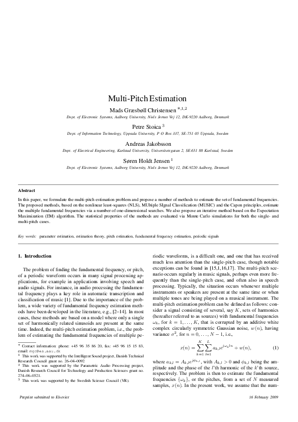 (PDF) Multi-pitch estimation