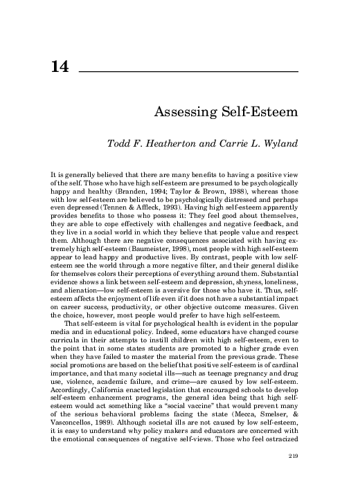 (PDF) Assessing self-esteem