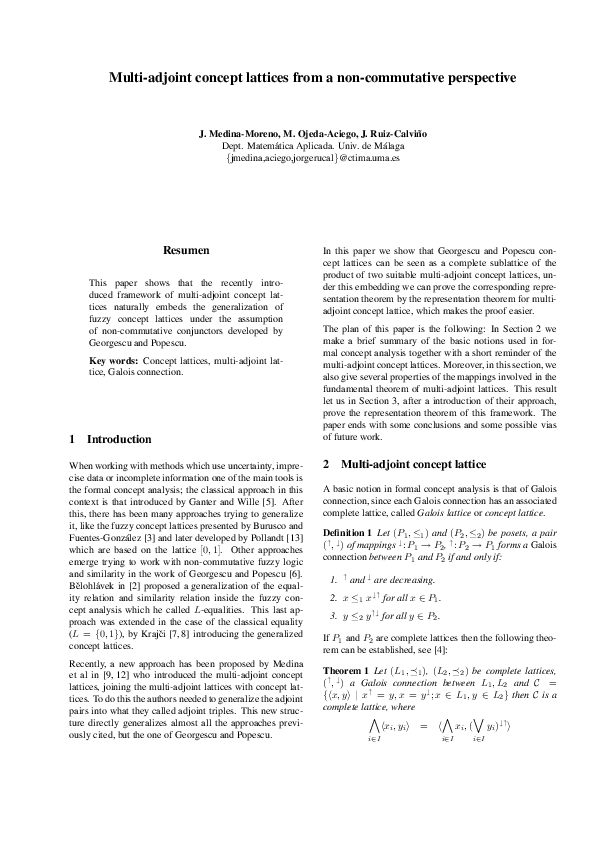 Pdf Multi Adjoint Concept Lattices From A Non Commutative Perspective