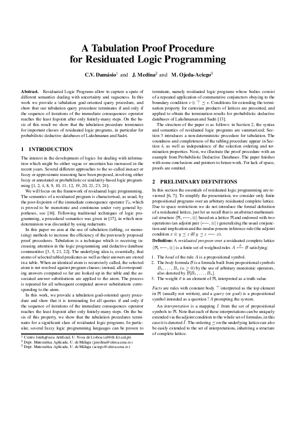(PDF) A tabulation proof procedure for residuated logic programming