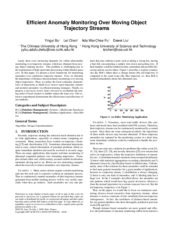 (PDF) Efficient anomaly monitoring over moving object trajectory streams