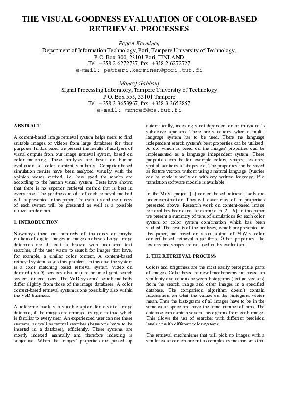 (PDF) The visual goodness evaluation of color-based retrieval processes