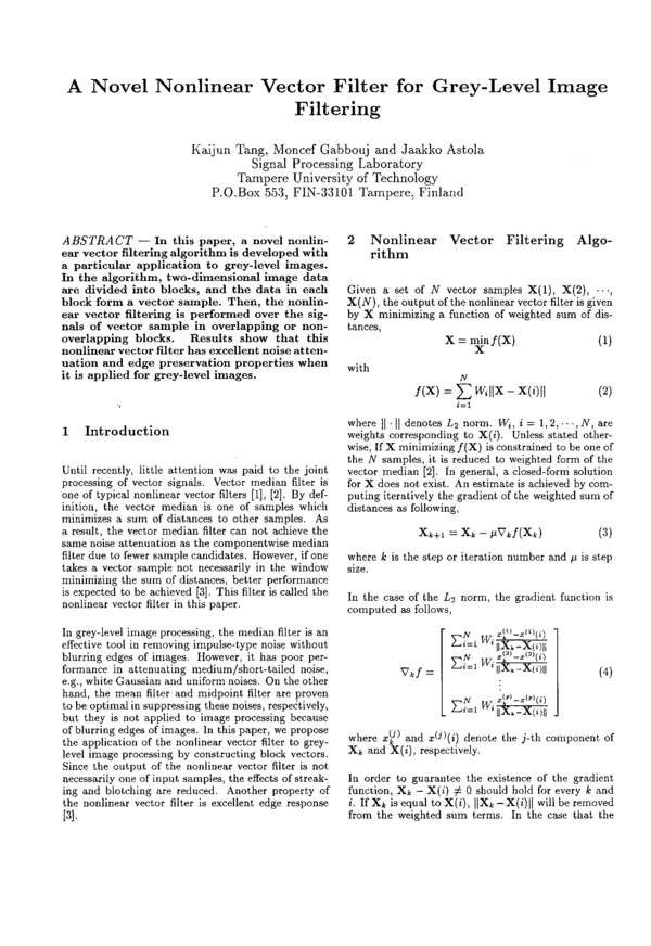 (PDF) A novel nonlinear vector filter for gray-level image filtering