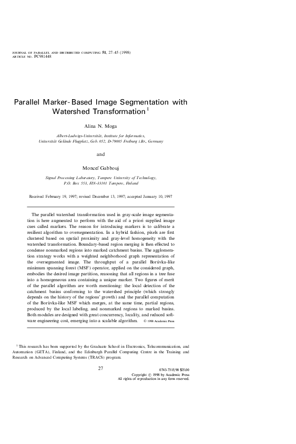 (PDF) Parallel marker-based image segmentation with watershed transformation