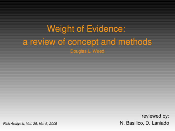 (PDF) Weight of Evidence: a review of concept and methods