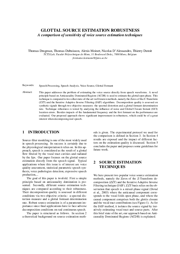 (PDF) Glottal source estimation robustness