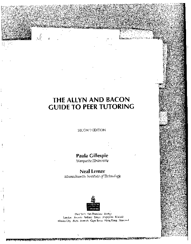 (PDF) The Allyn and Bacon guide to peer tutoring