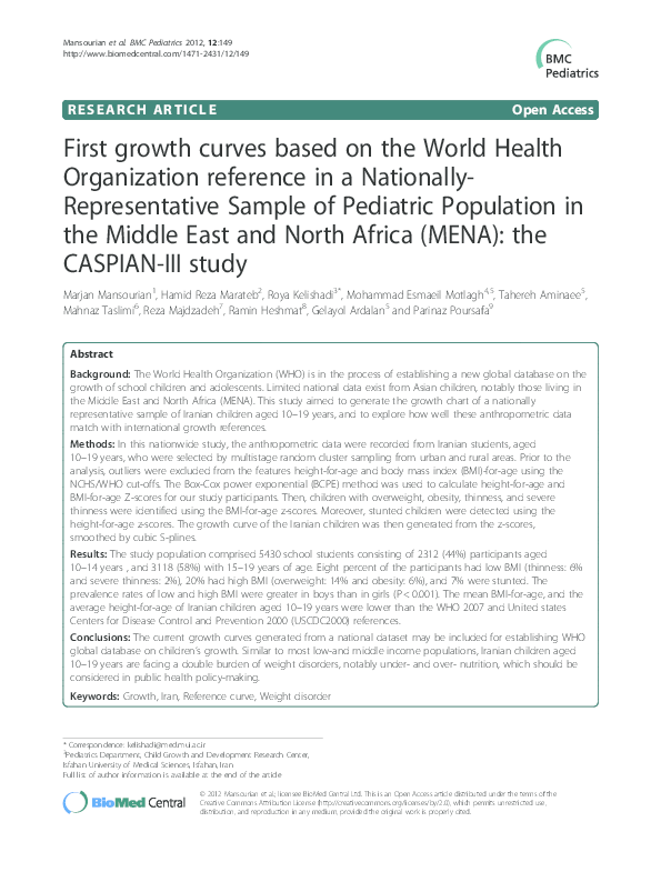 (PDF) First growth curves based on the World Health Organization ...