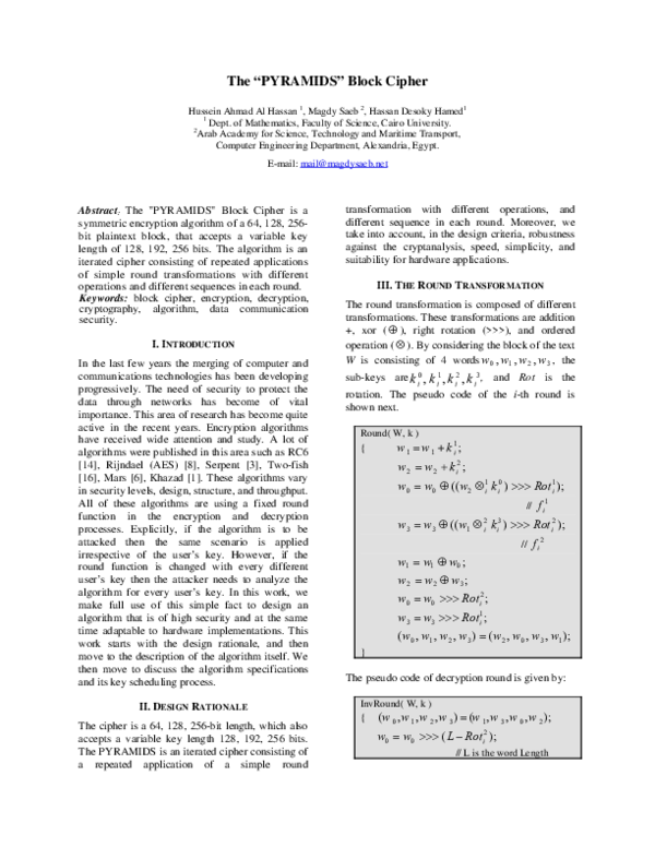 (PDF) The PYRAMIDS block cipher