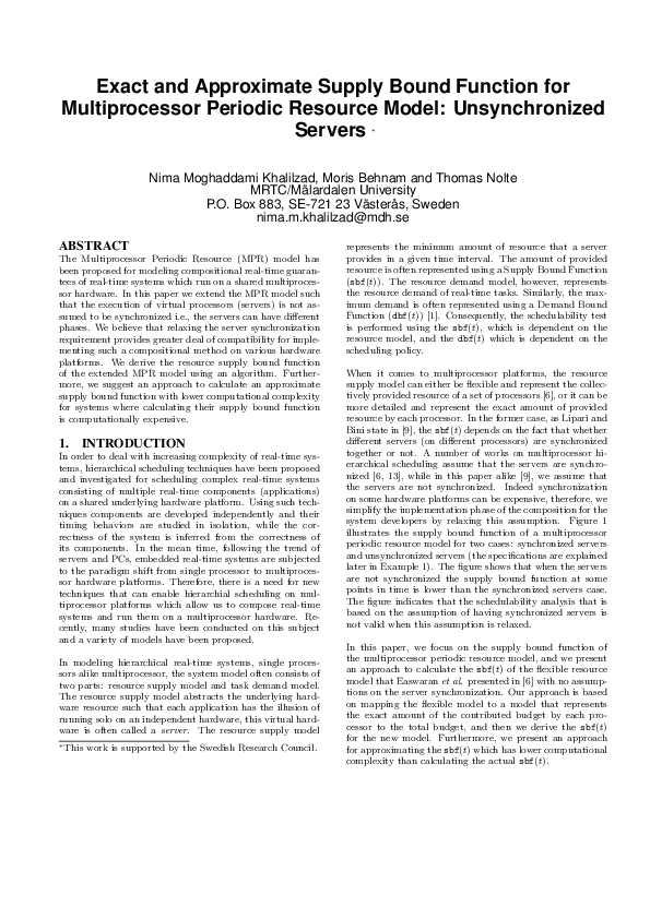 (PDF) Exact and Approximate Supply Bound Function for Multiprocessor ...