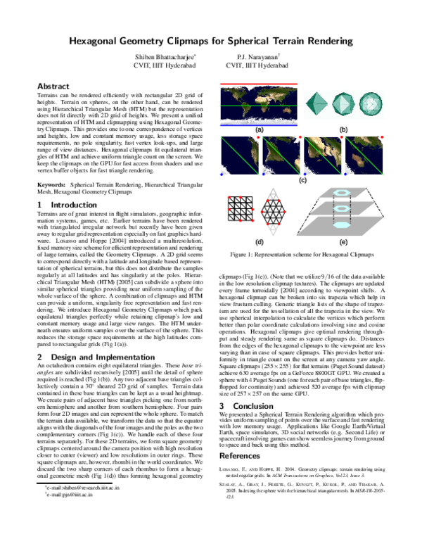 (PDF) Hexagonal geometry clipmaps for spherical terrain rendering