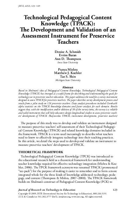 (PDF) Technological Pedagogical Content Knowledge (TPACK): The ...
