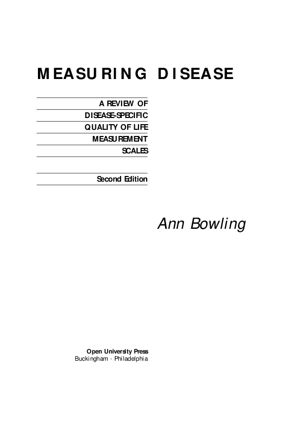 (PDF) Measuring disease: a review of disease-specific quality of life ...