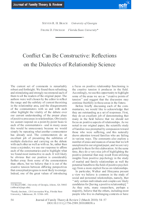 (PDF) Conflict can be constructive: Reflections on the dialectics of ...