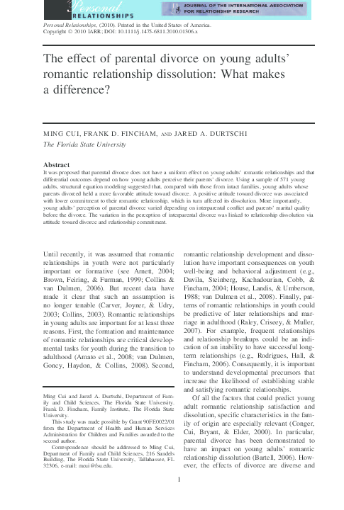 (PDF) The effect of parental divorce on young adults' romantic ...