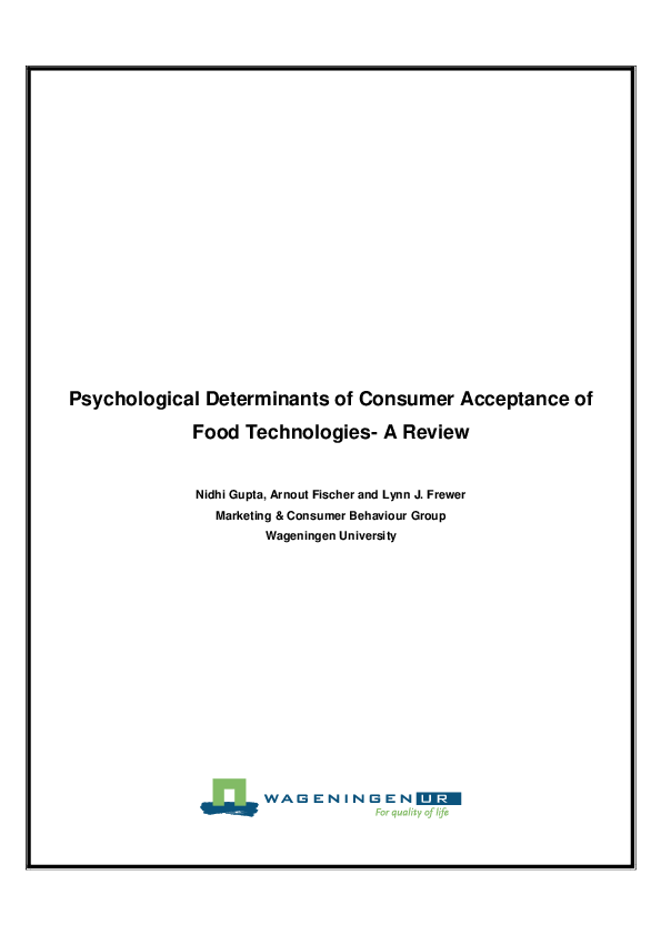 (PDF) Psychological Determinants of Consumer Acceptance of Food ...