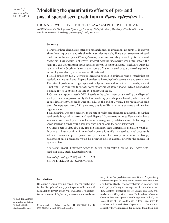 (PDF) Modelling the quantitative effects of pre‐and post‐dispersal seed ...