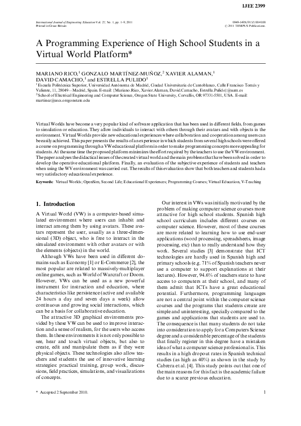 (PDF) A programming experience of high school students in a virtual ...