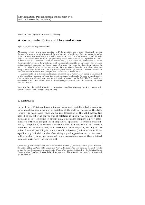 (PDF) Approximate extended formulations