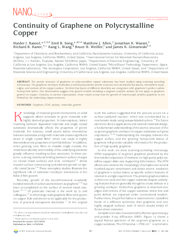 (PDF) Continuity of graphene on polycrystalline copper