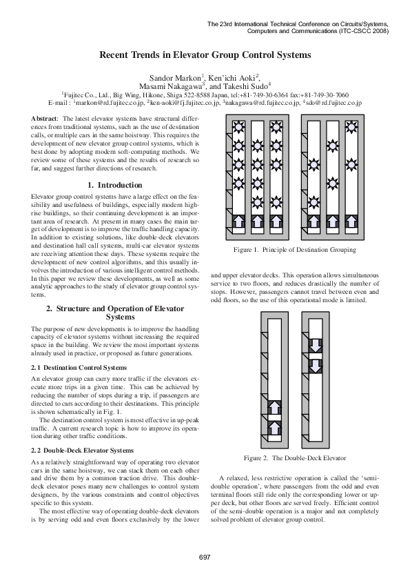 (PDF) Recent Trends in Elevator Group Control Systems
