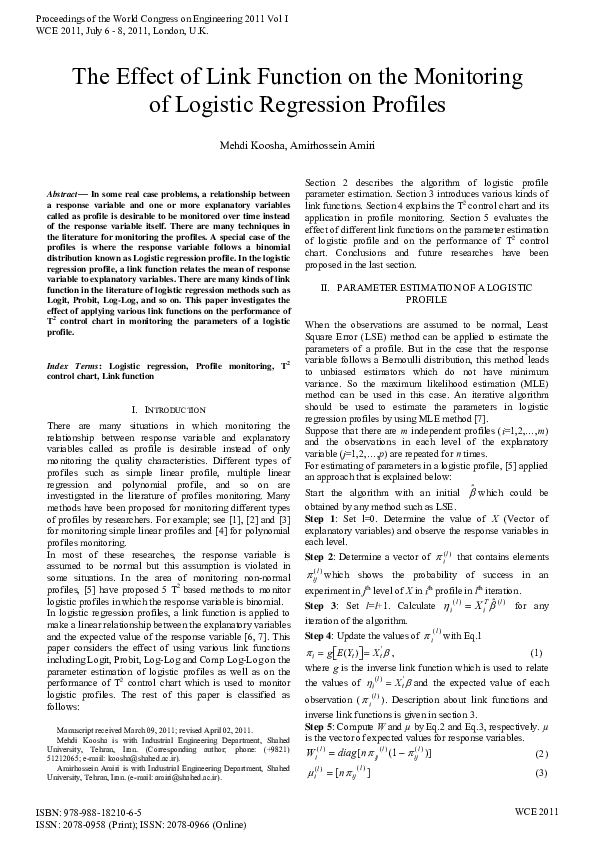 (PDF) The Effect of Link Function on the Monitoring of Logistic ...