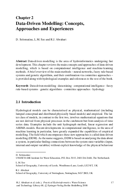 (PDF) Data-driven modelling: concepts, approaches and experiences