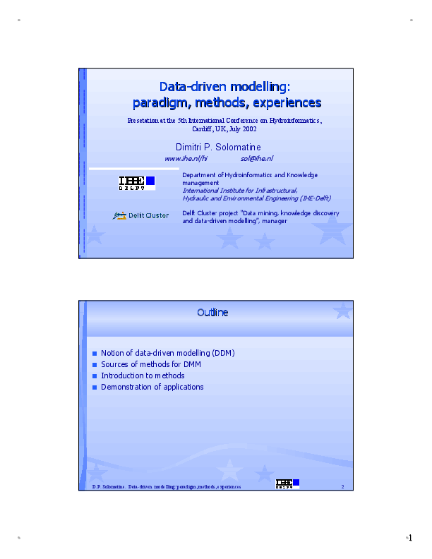 Pdf Data Driven Modelling Paradigm Methods Experiences
