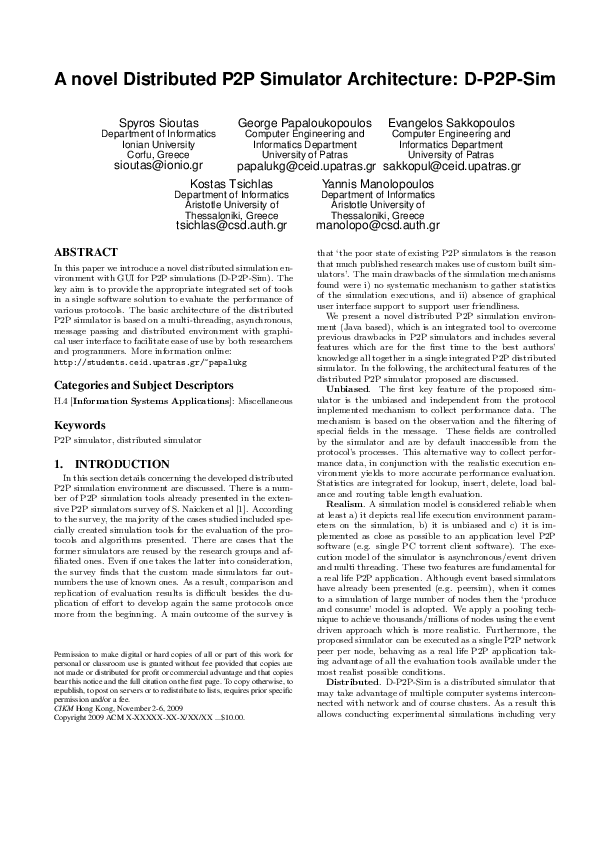 (PDF) A novel distributed p2p simulator architecture: D-p2p-sim