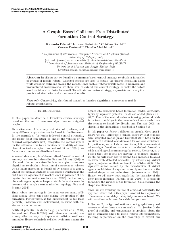 (PDF) Collision-Free Control for Robot Formation