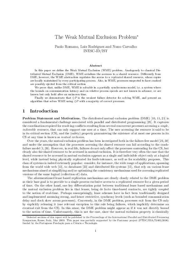 (PDF) The weak mutual exclusion problem