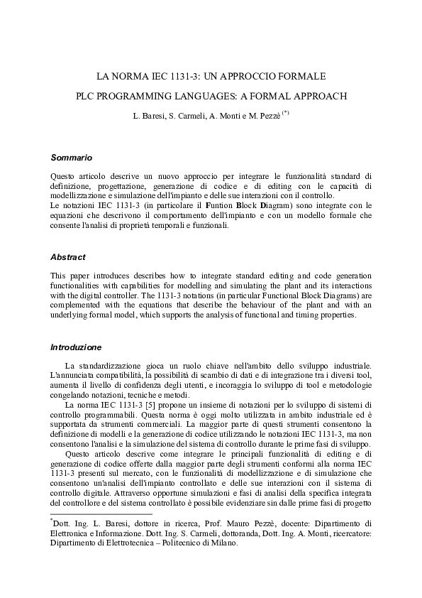 (PDF) LA NORMA IEC 1131-3: UN APPROCCIO FORMALE PLC PROGRAMMING ...