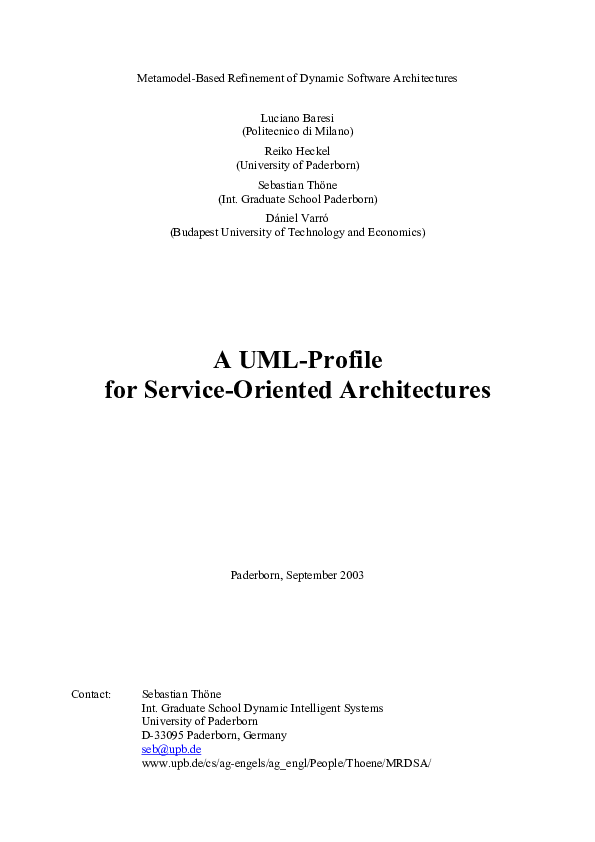(PDF) A UML-Profile for Service-Oriented Architectures