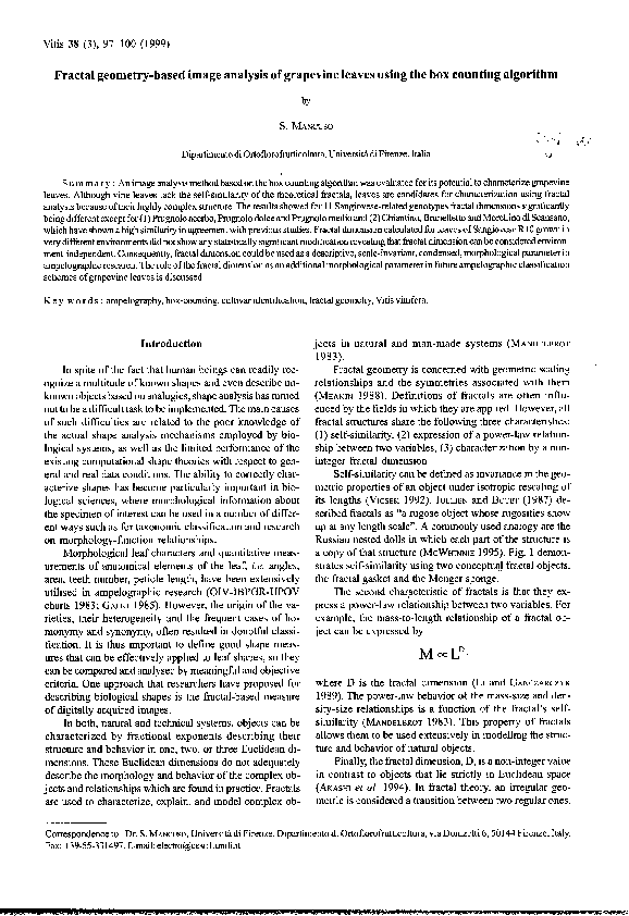 (PDF) Fractal geometry-based image analysis of grapevine leaves using ...