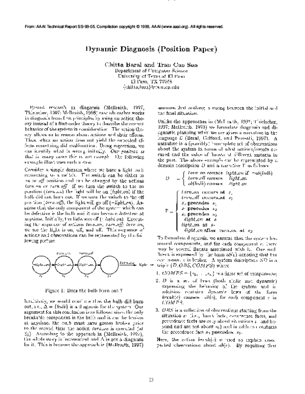 (PDF) Dynamic Diagnosis (Position Paper)