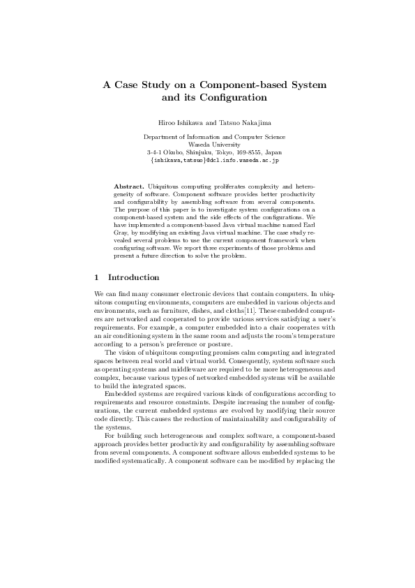 (PDF) A Case Study on a Component-based System and its Configuration
