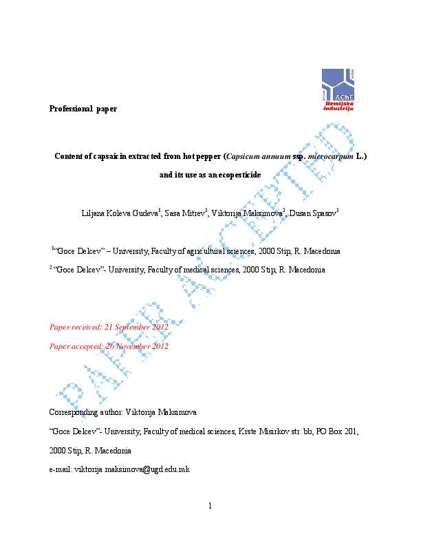 (PDF) Content of capsaicin extracted from hot pepper (Capsicum annuum ...