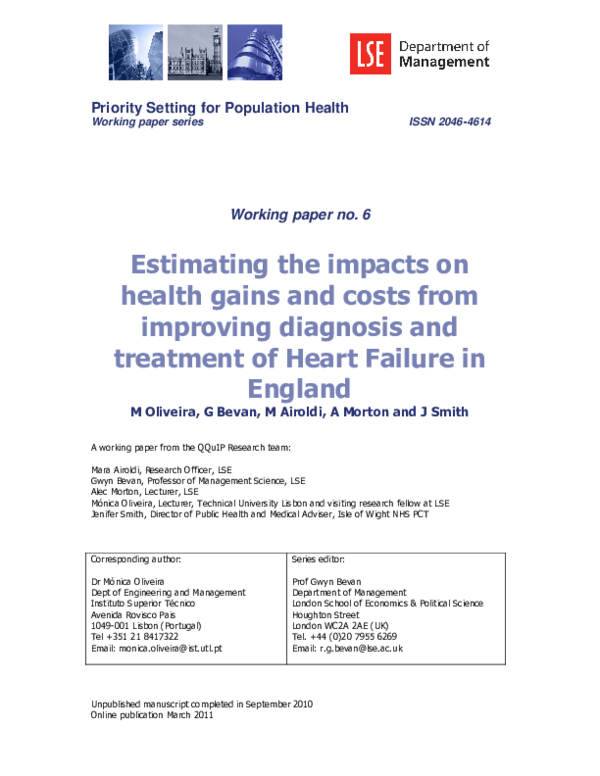(PDF) Estimating the impacts on health gains and costs from improving ...