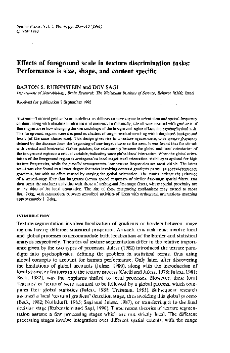 (PDF) Effects of foreground scale in texture discrimination tasks: Performance is size, shape ...