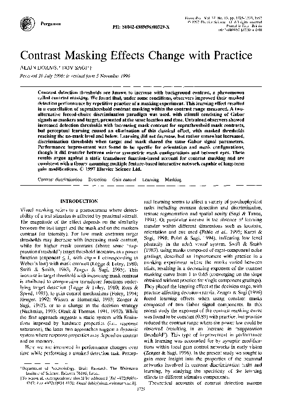 (PDF) Contrast masking effects change with practice