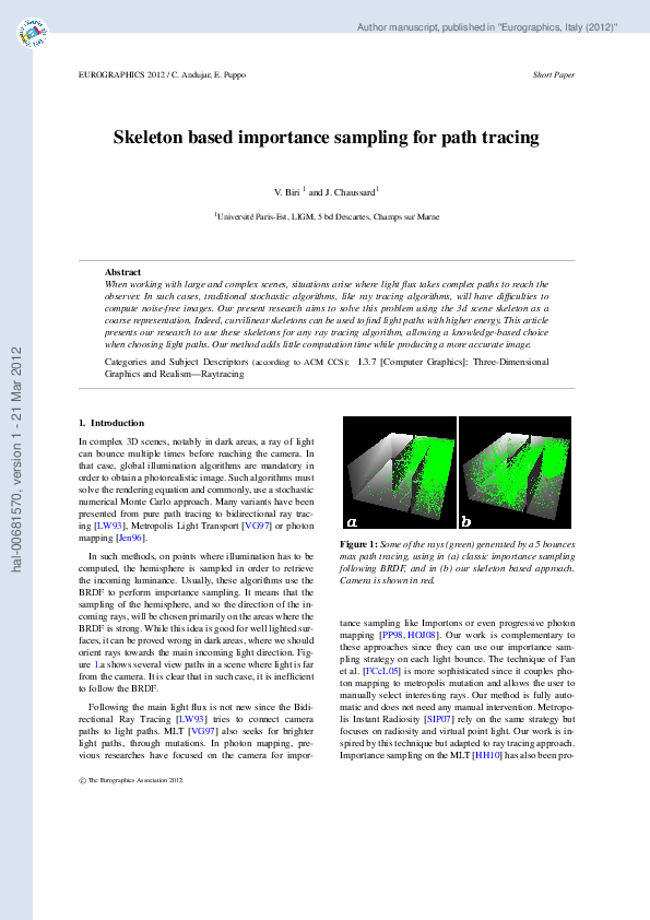 (PDF) Skeleton based importance sampling for path tracing