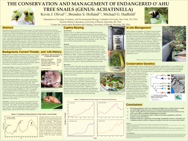 (PDF) THE CONSERVATION AND MANAGEMENT OF ENDANGERED OAHU TREE SNAILS ...