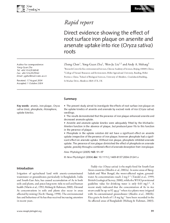 (PDF) Direct evidence showing the effect of root surface iron plaque on ...