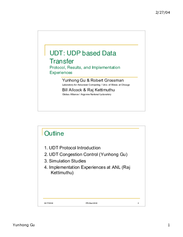 (PDF) UDT: UDP based Data Transfer