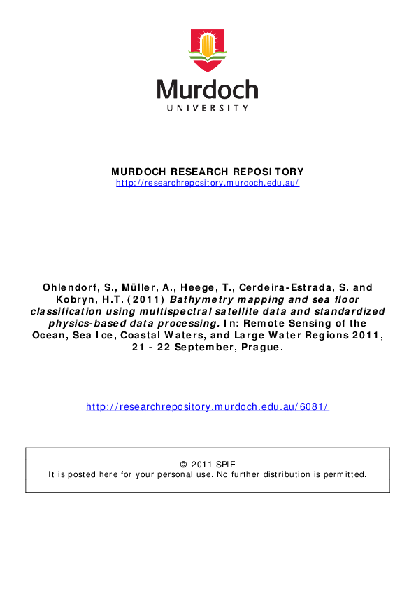 (PDF) Bathymetry mapping and sea floor classification using ... (PDF) Bathymetry mapping and sea floor classification using ...