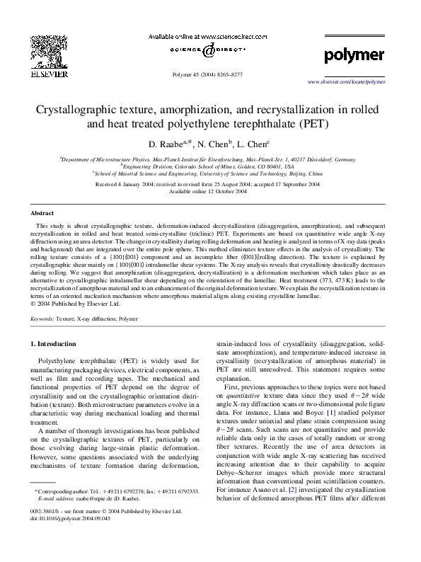 (PDF) Crystallographic texture, amorphization, and recrystallization in rolled and heat treated ...