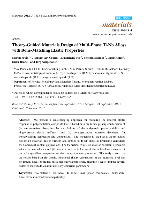 (PDF) Theory-Guided Materials Design of Multi-Phase Ti-Nb Alloys with ...